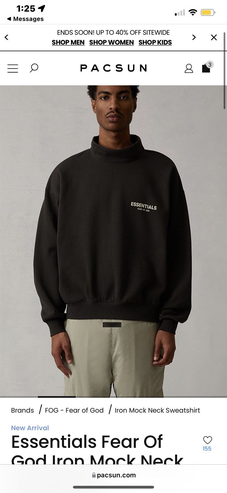 Fear of God FOG Essentials Mock Neck Black | Grailed