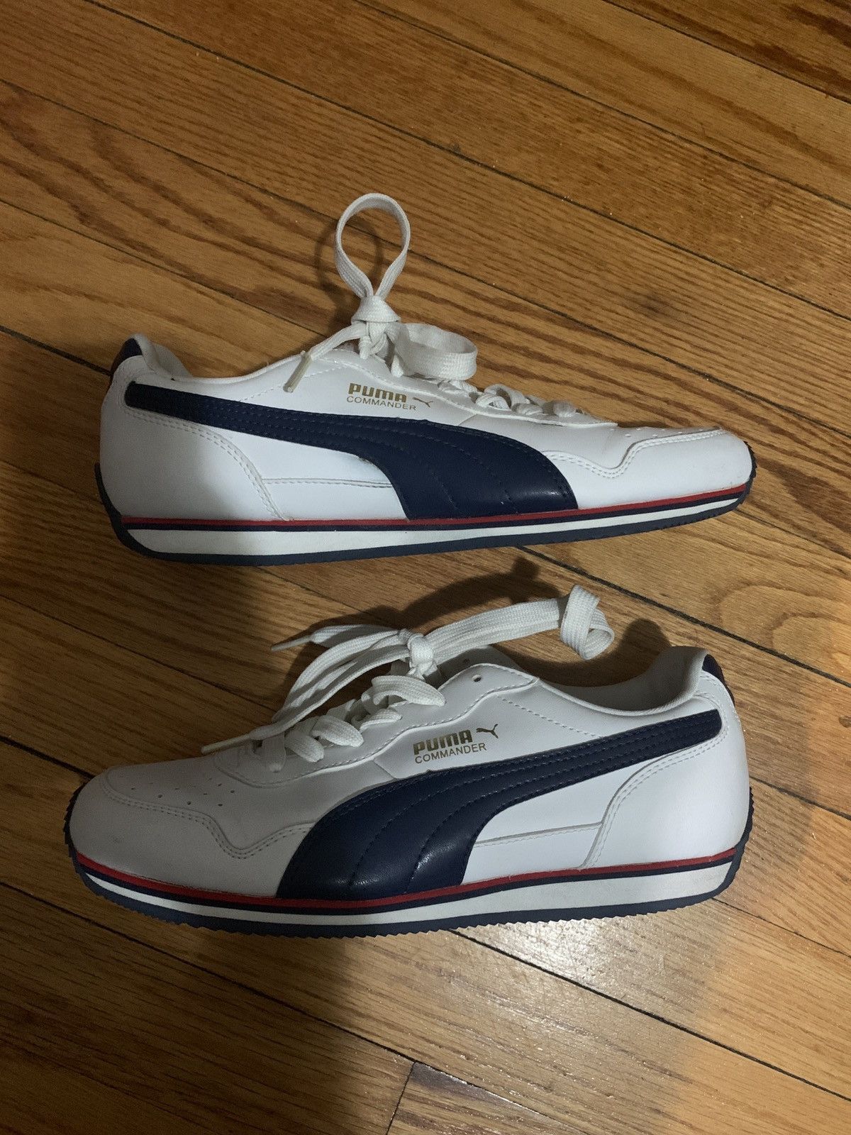 Vintage Puma Commander White/Navy | Grailed