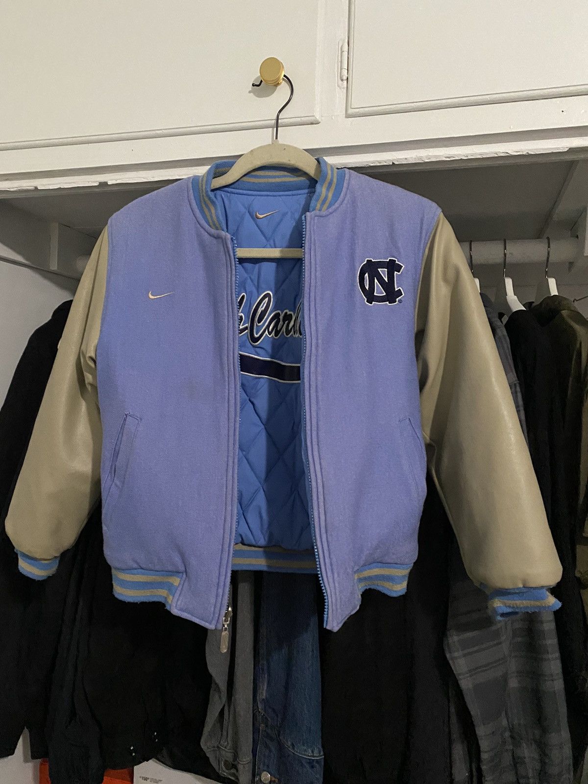 Nike × Vintage Vintage Rare Nike UNC Varsity Jacket | Grailed