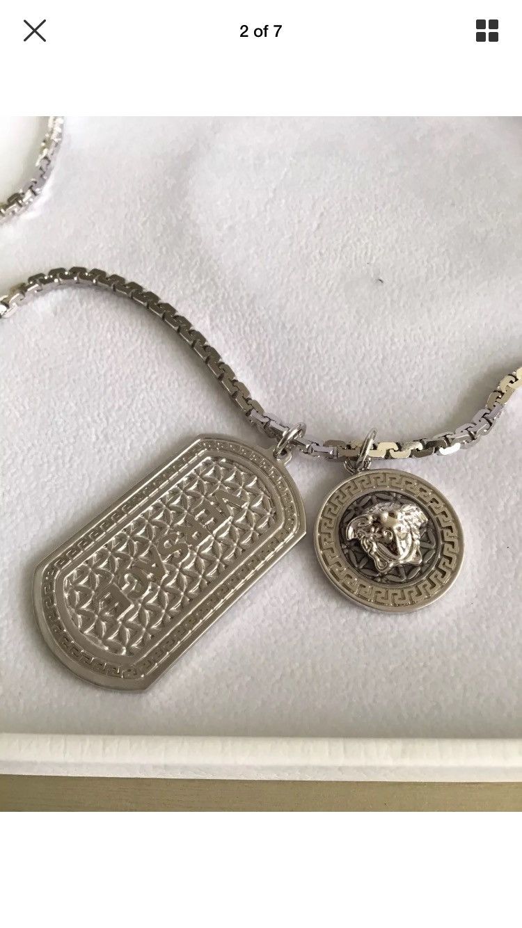 Versace medusa dog tag necklace store