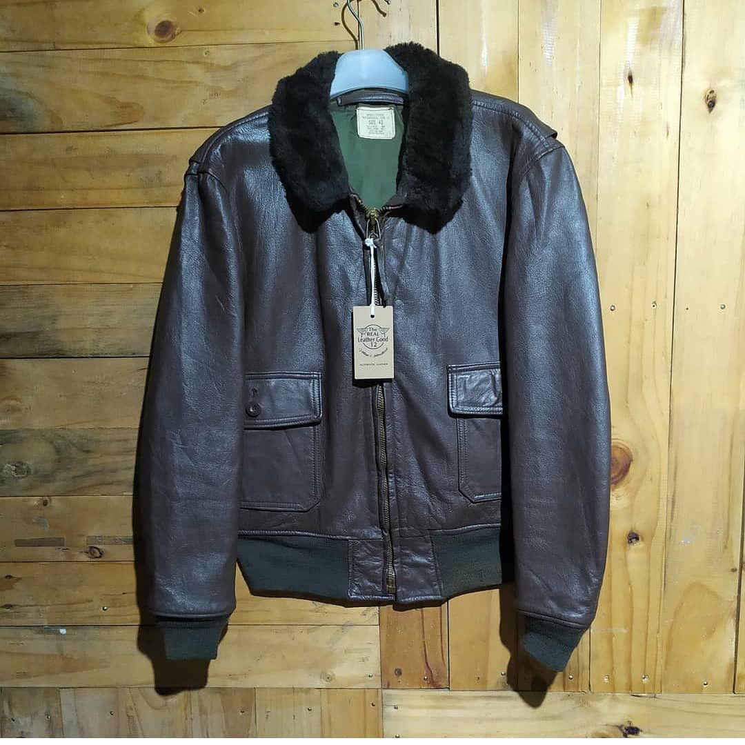 Leather Jacket × Made In Usa × Usn VTG 70'S BRILL BROS INC LEATHER G1 ...