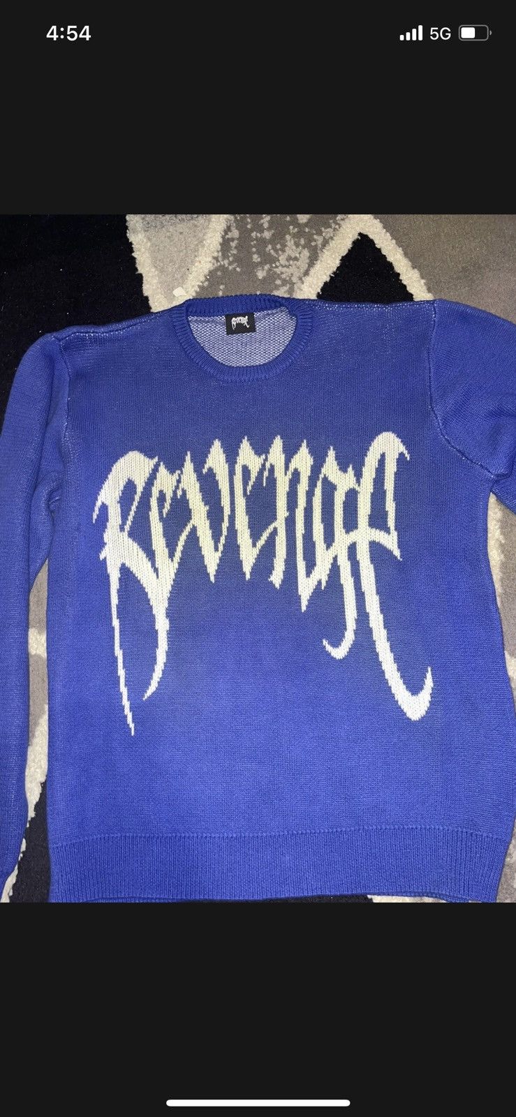 Revenge (XL) Revenge Knit Logo Sweater Blue | Grailed