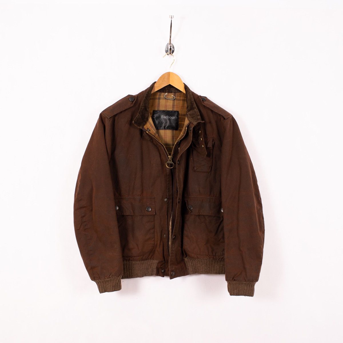 Barbour Vintage Barbour Ford Bomber Aviator Waxed Brown Jacket | Grailed
