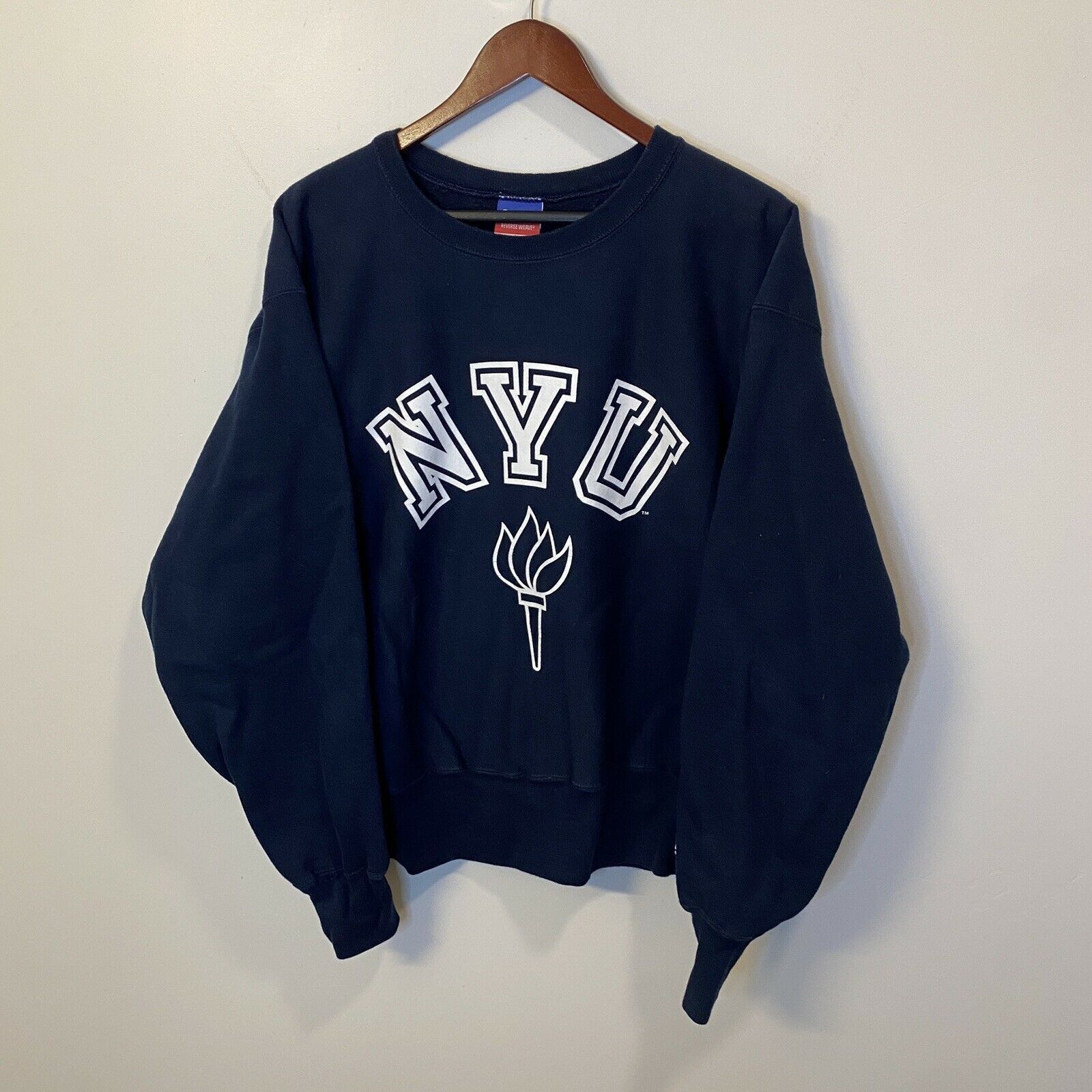American College × Vintage Vintage 90s NYU Champion Reverse Weave ...