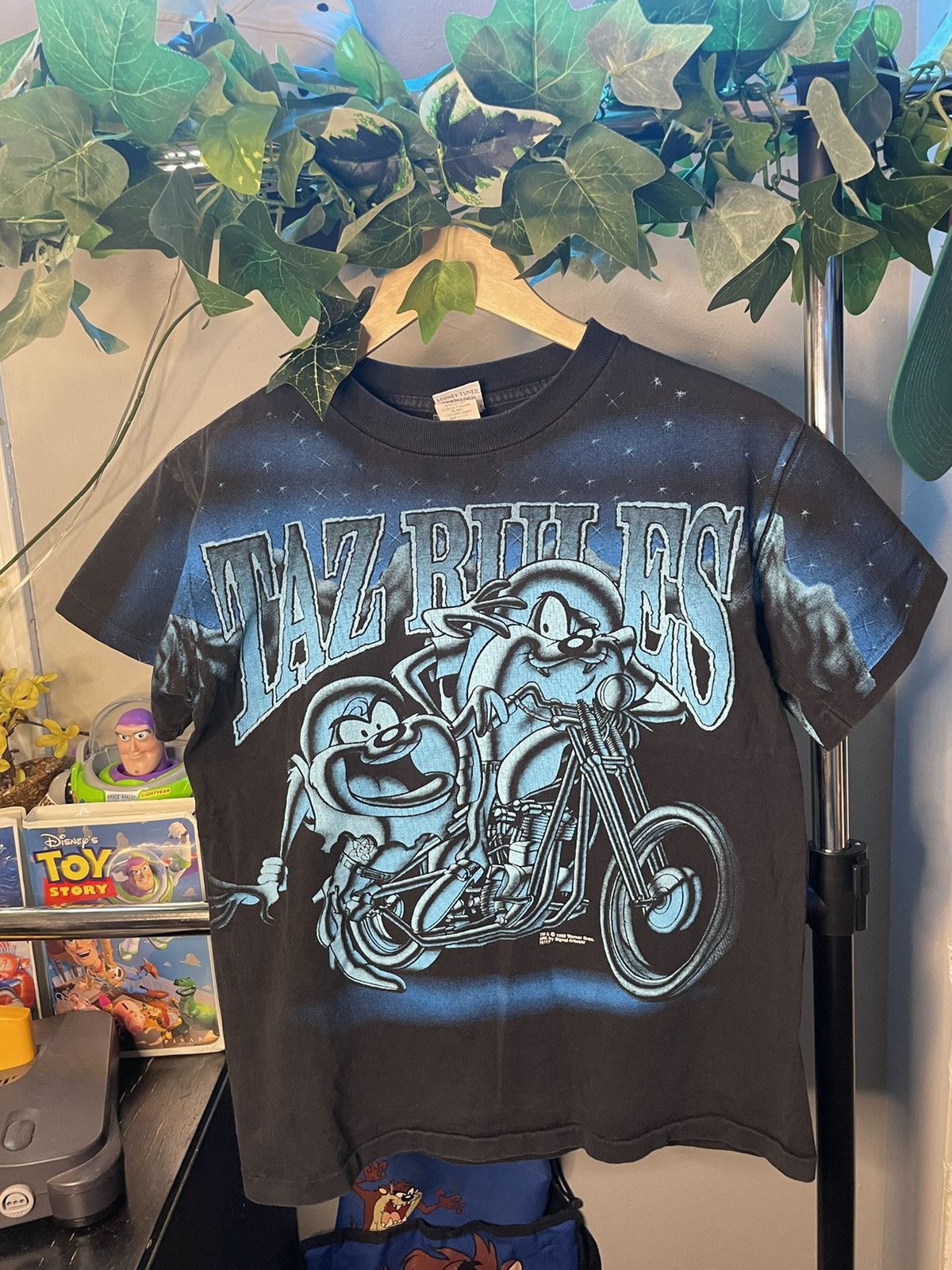 Vintage Rare Vintage 1995 Taz & Tasmania Biker AOP Tshirt | Grailed