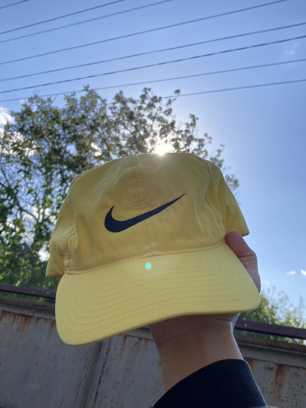 Nike × Streetwear × Vintage Vintage Nike swoosh light yellow cap | Grailed