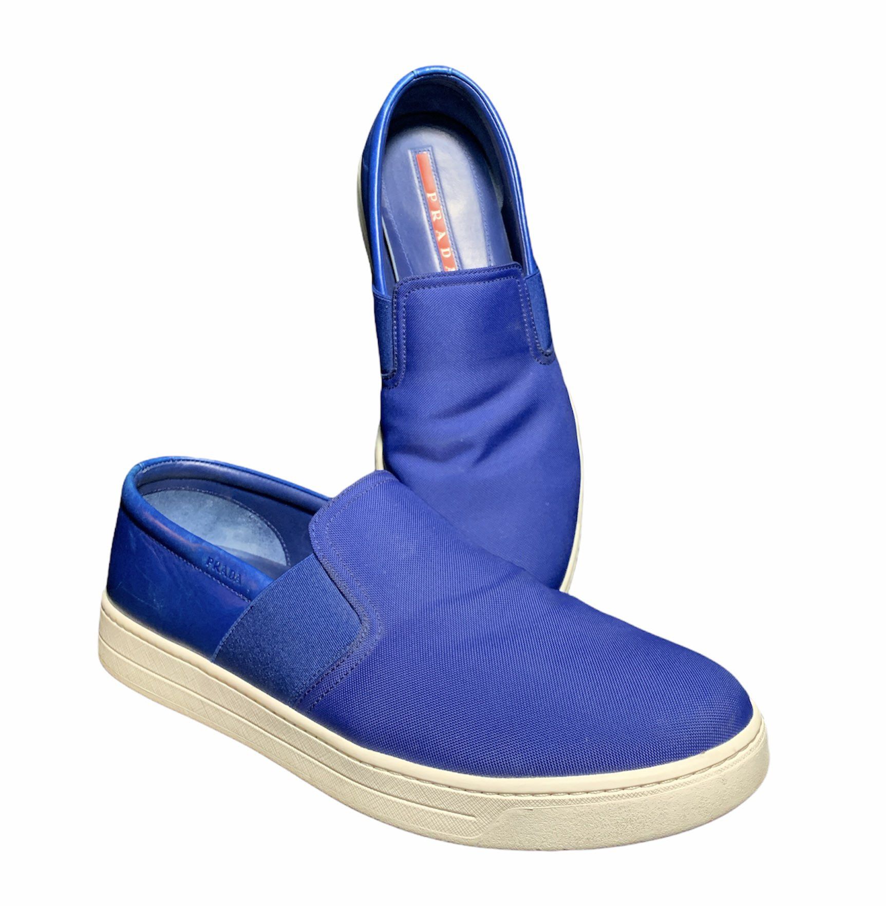 Prada Prada Royal Blue Slip On Nylon/Leather Sneakers | Grailed