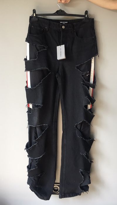 Balenciaga BALENCIAGA HYBRID SLASHED DENIM JEANS | Grailed