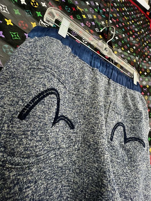 Evisu EVISU All Over Spell Out Logo Pinstripe Glitter Sweat Pants | Grailed