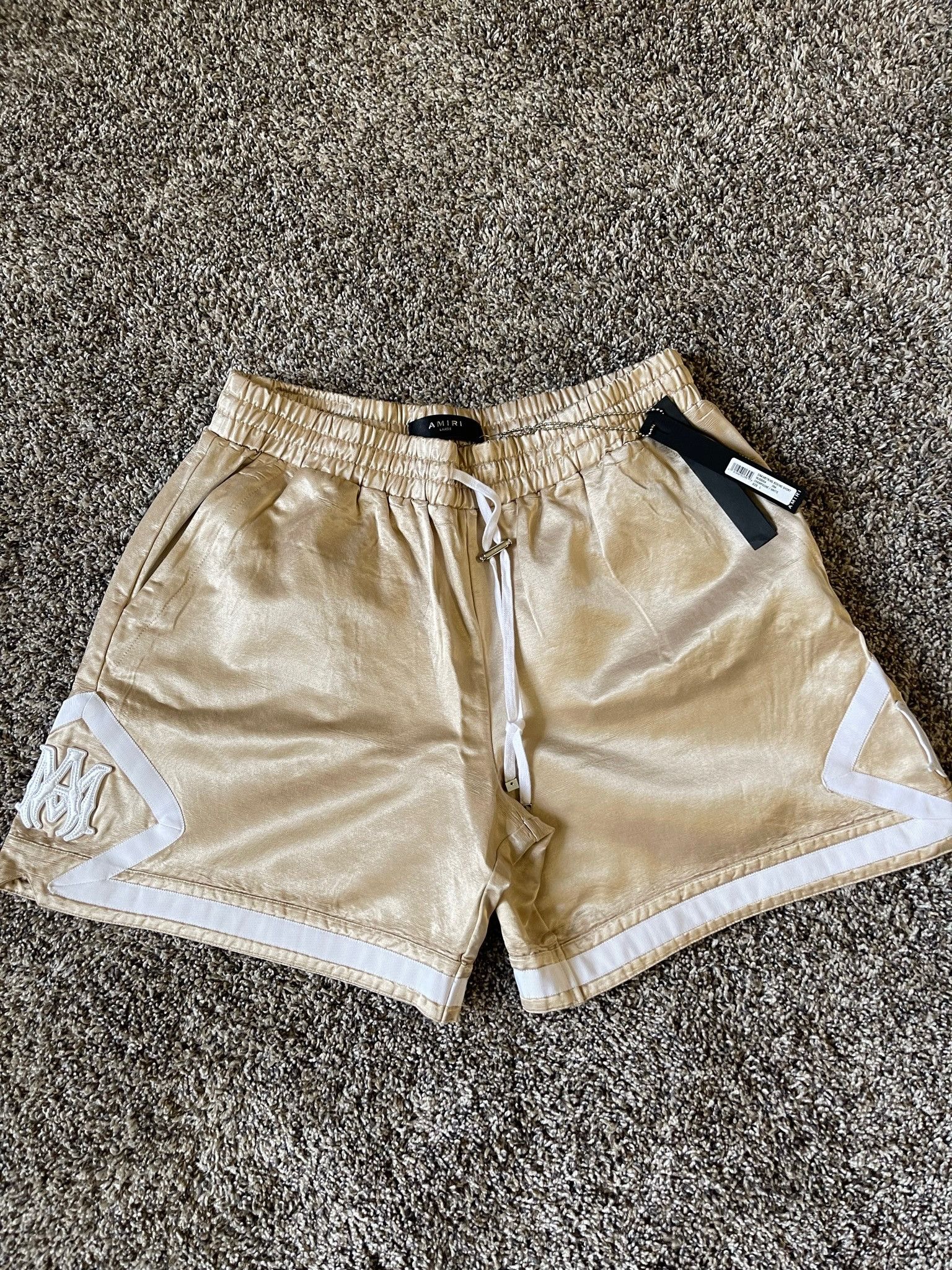 Amiri AMIRI Beige Satin Boxing Shorts | Grailed