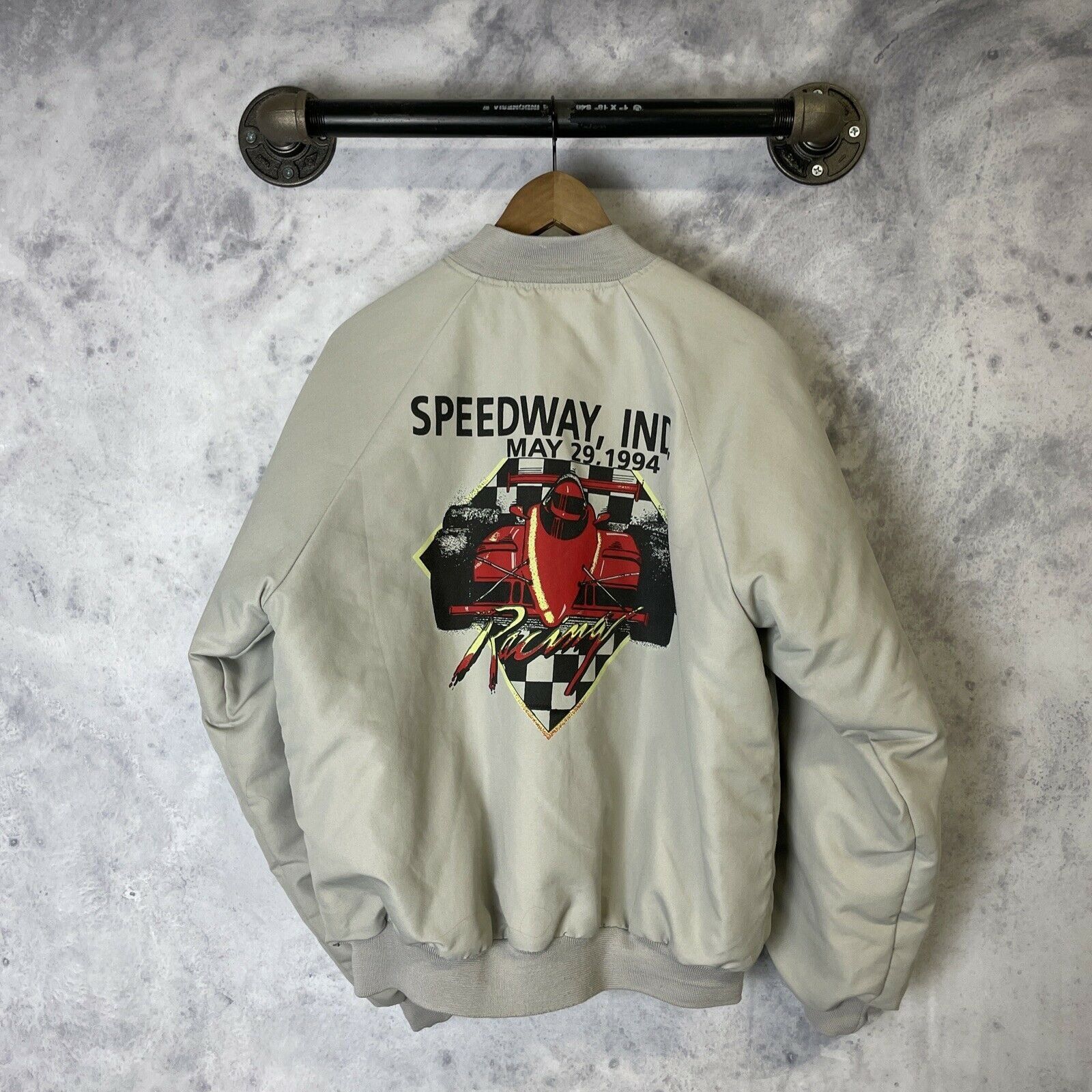 Vintage Vintage 90s Speedway Ind Racing Bomber Jacket Snap Gray | Grailed