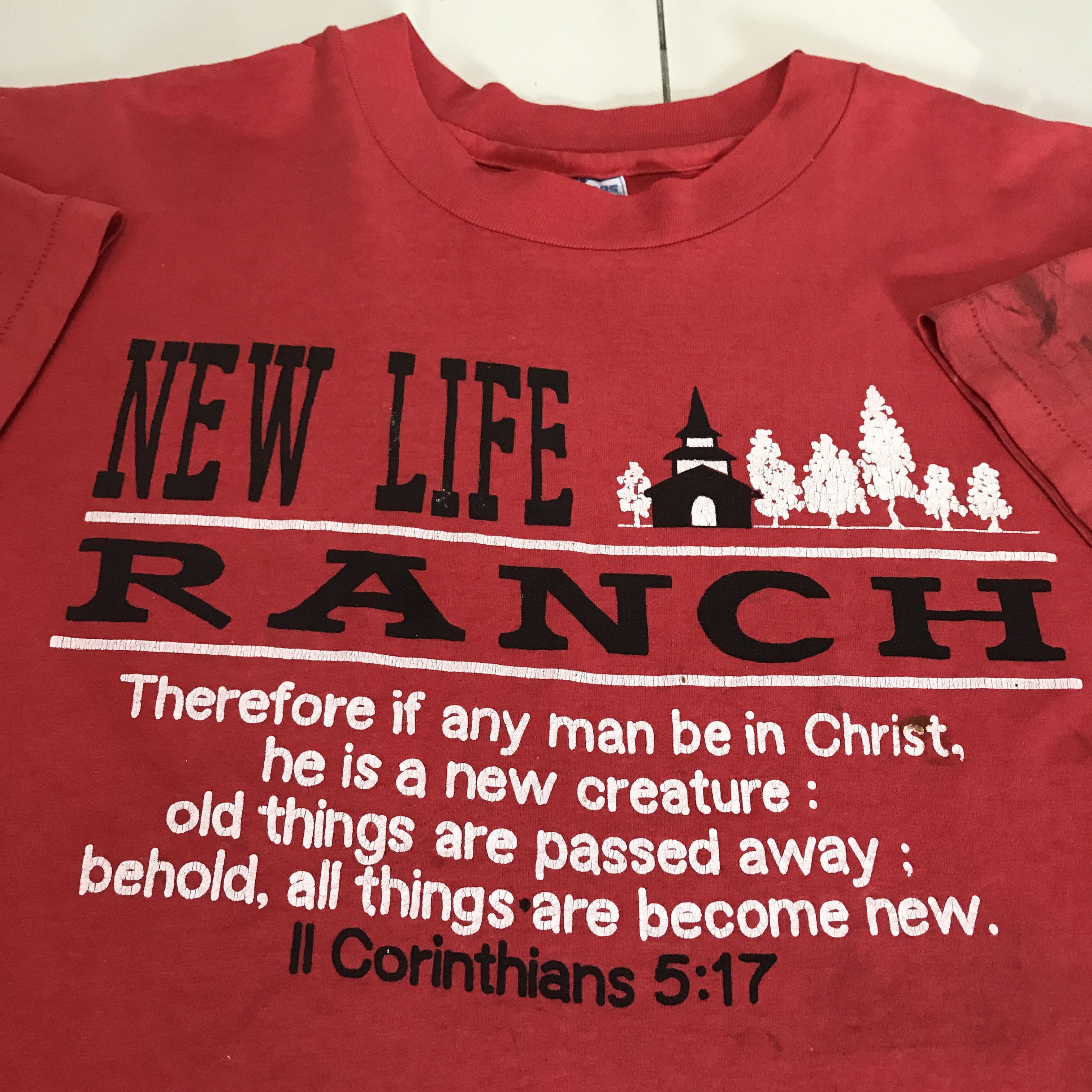 Religion × Streetwear × Vintage Vintage 80s Jesus new life ranch Tee ...