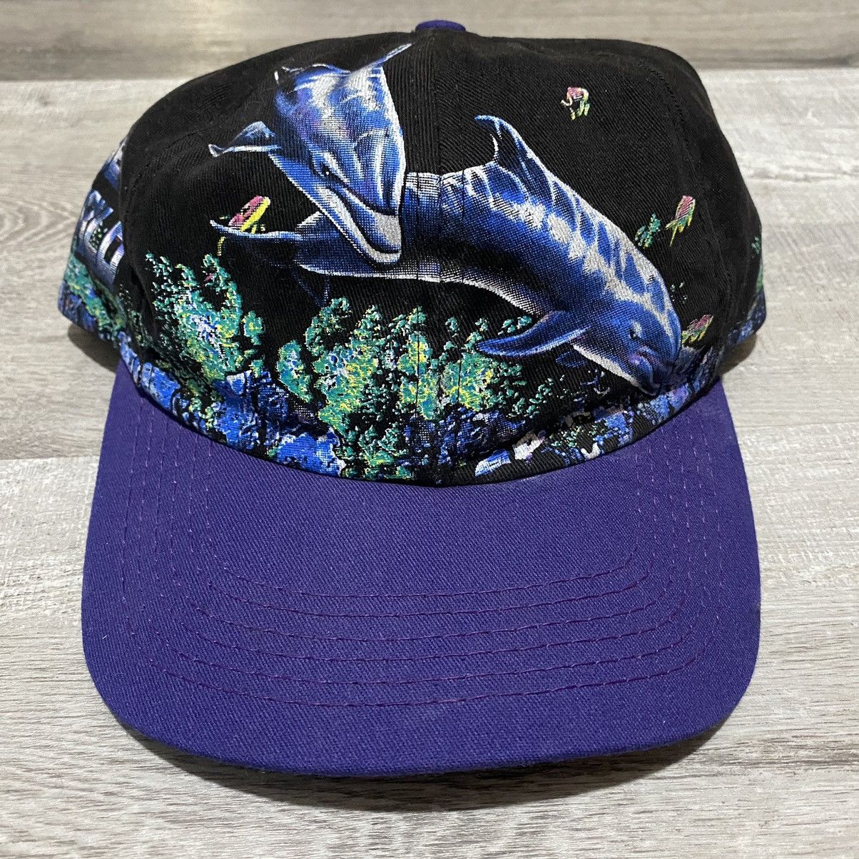 Vintage Vintage Sea World Black Oceanic Whales 90s USA Ocean Hat | Grailed