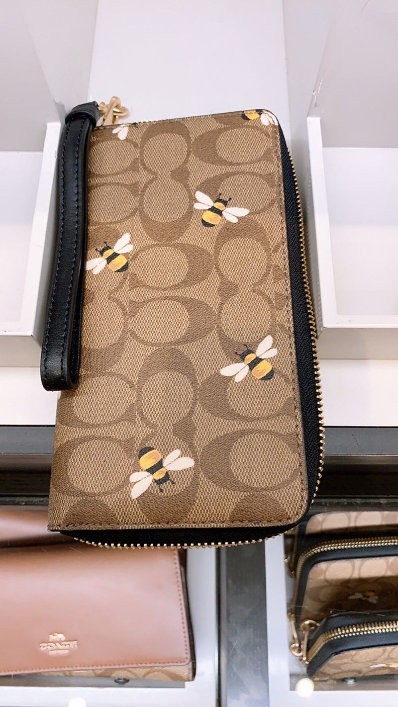 Coach Long Zip Around Wallet In Signature Canvas With Bee Print | Grailed