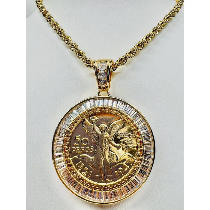 Other Centenario Pendant with 26" Rope Necklace 24K Gold Filled | Grailed