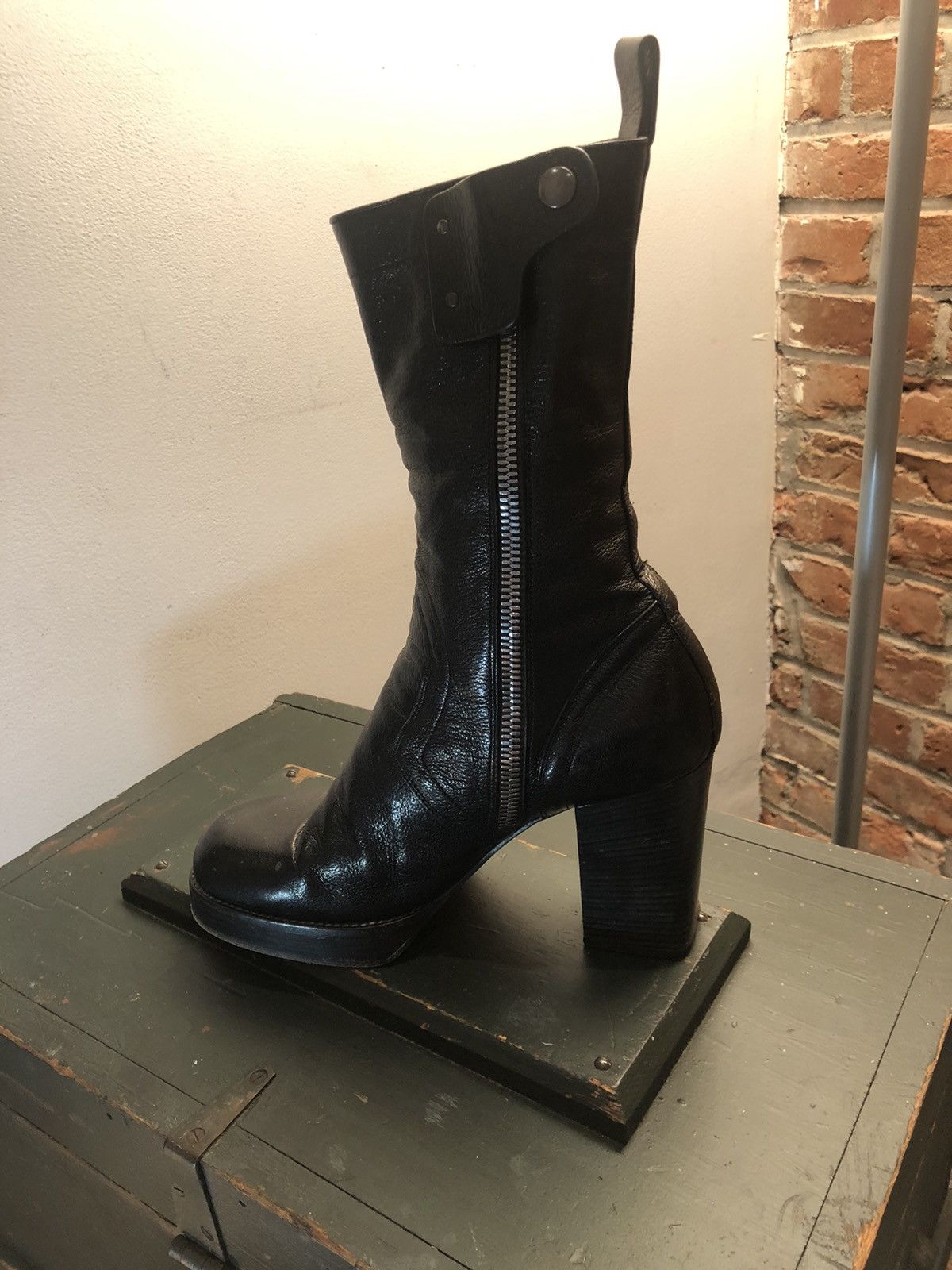 Rick Owens Destroy leather heels boots | Grailed