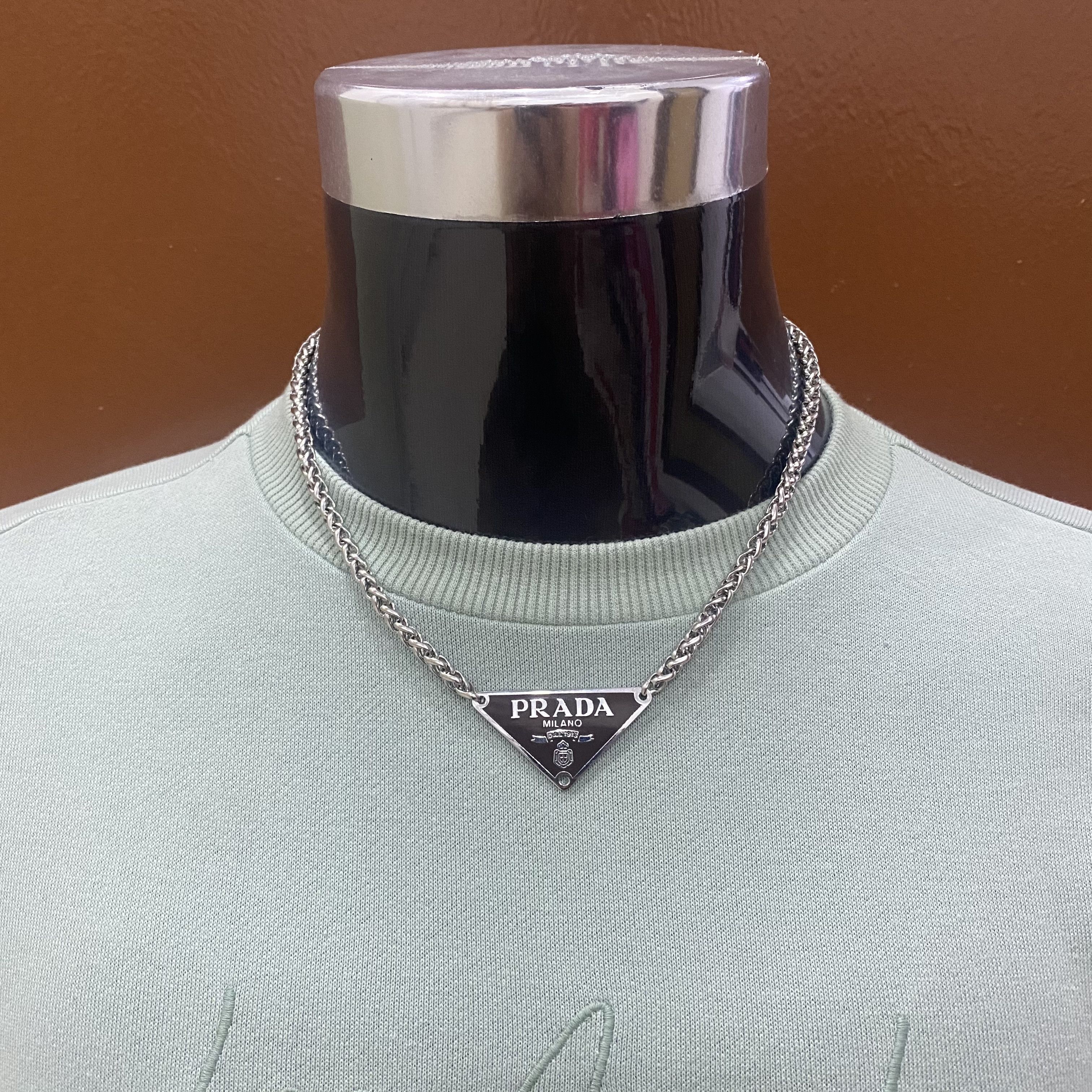 Custom PRADA Triangle Snake Bone Necklace Repurposed Pendant | Grailed