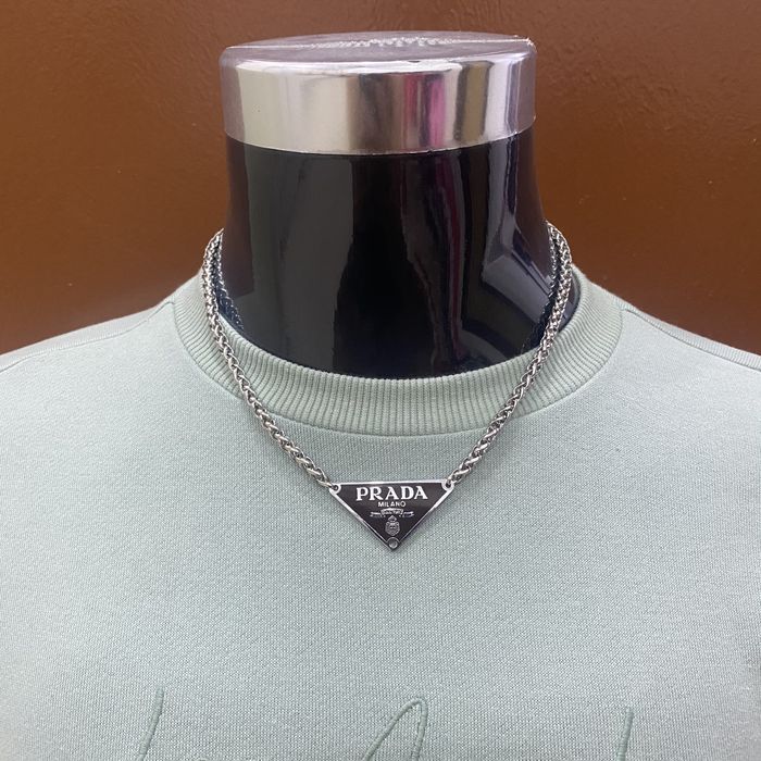 Custom PRADA Triangle Snake Bone Necklace Repurposed Pendant | Grailed