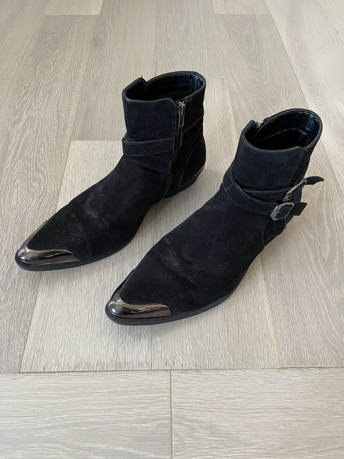 Vintage Suede Chelsea Boots With Buckle Straps | Grailed
