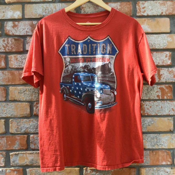 Other Vintage Y2K Retro Patriotic Classic Truck Large Red T Shirt | Grailed