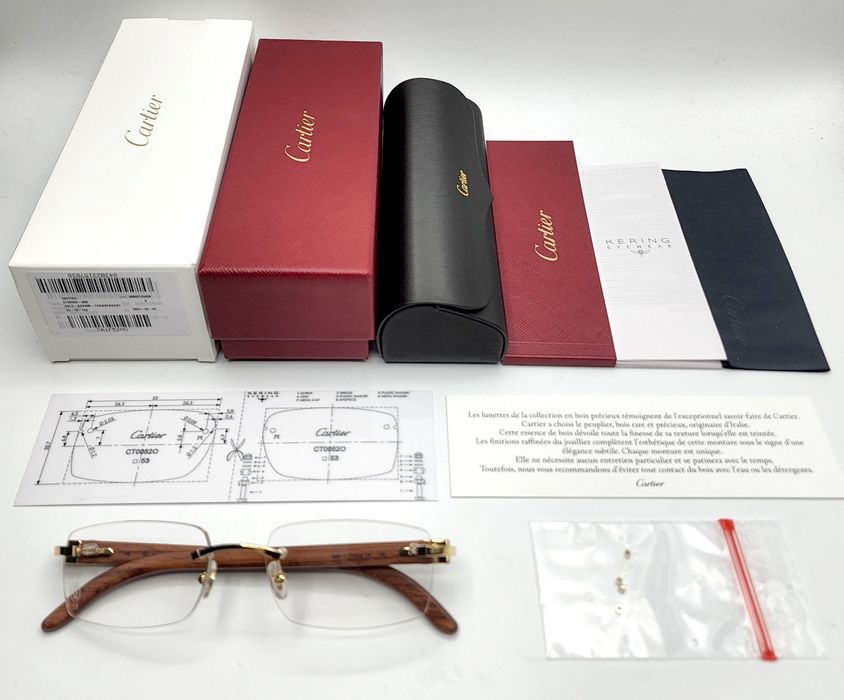 Cartier NEW! Authentic Cartier Brown Wood Gold Glasses CT00520 | Grailed