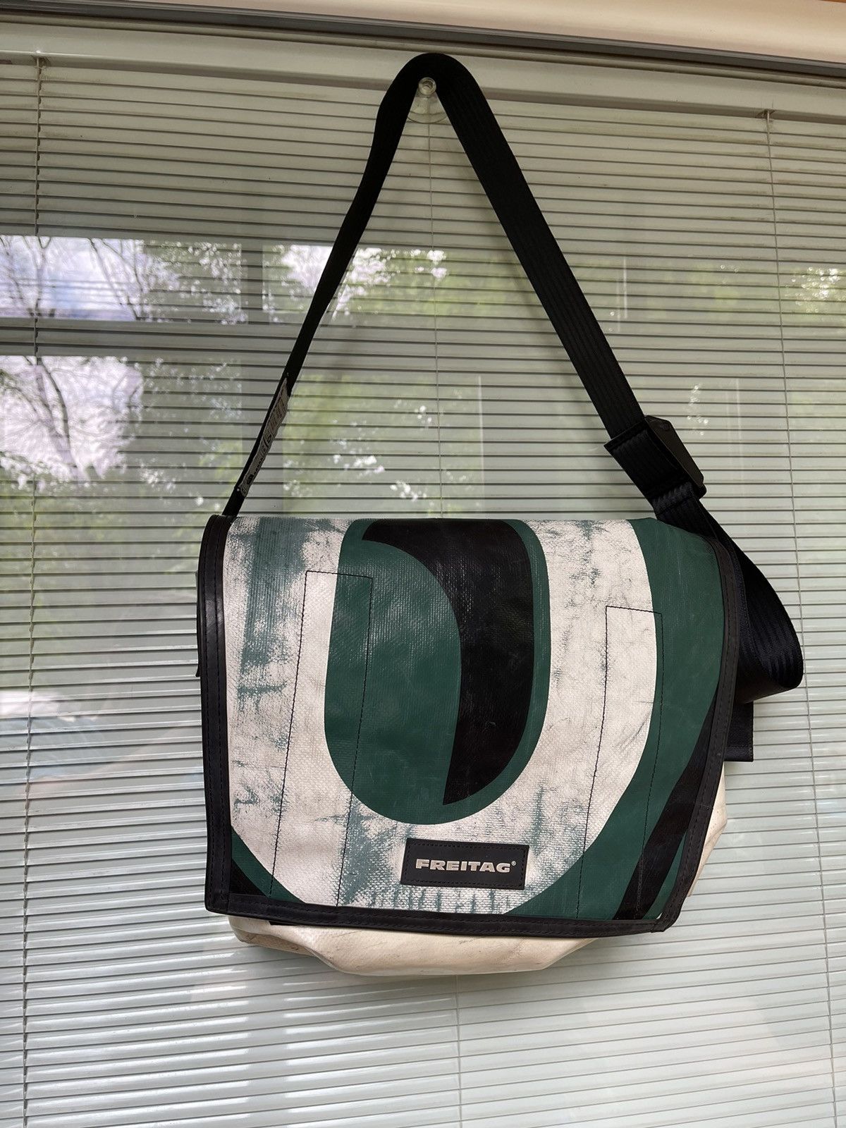 Bag × Freitag × Vintage Freitag green white shoulder bag big messenger ...