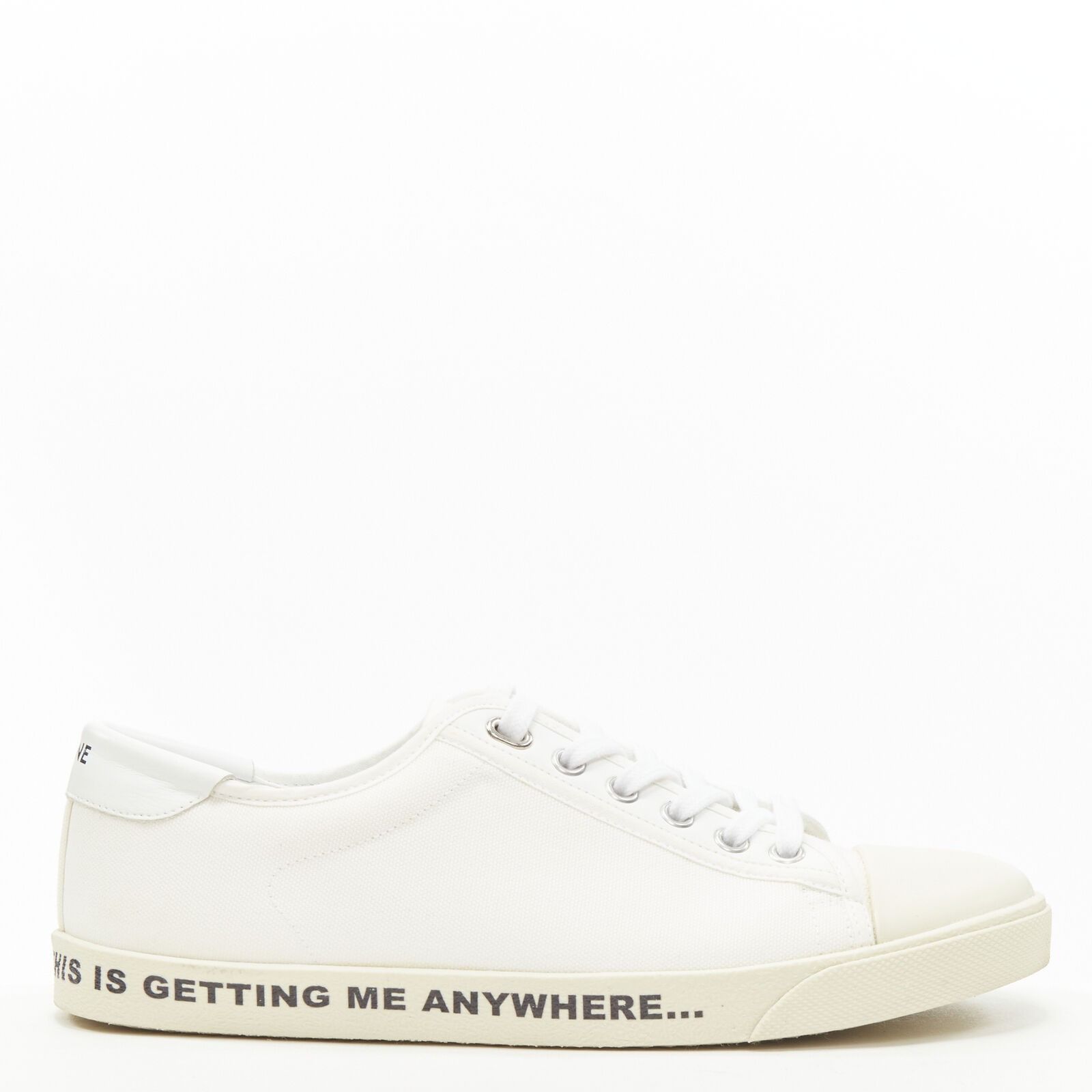 Celine CELINE Hedi Slimane slogan print outsole white canvas low top ...