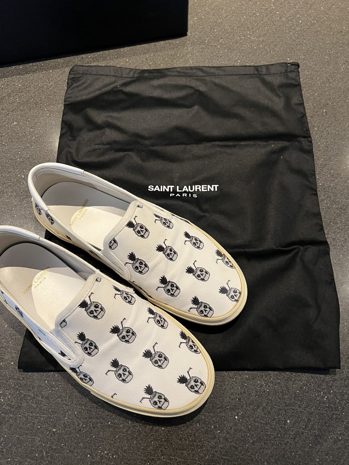 Saint Laurent Paris Piña Skullada Canvas Slip-on Sneakers SLP | Grailed