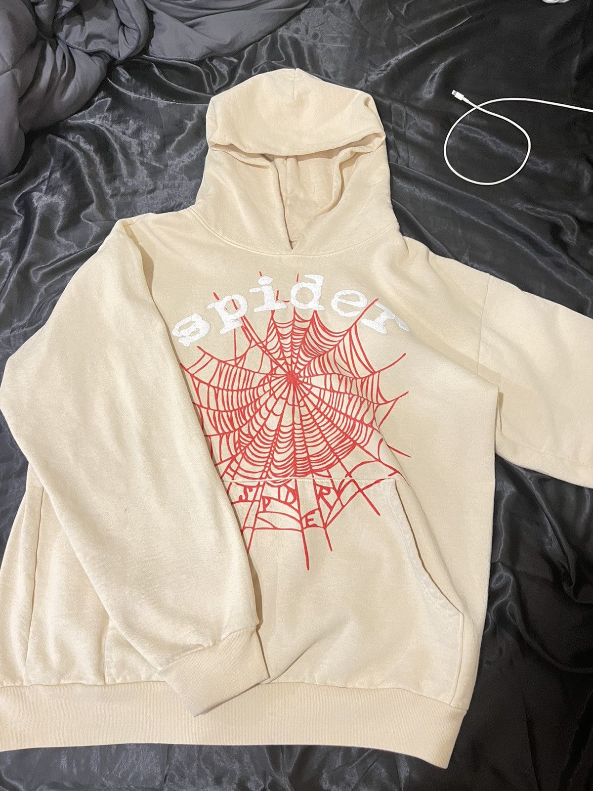 Sp5der Beige spider hoodie | Grailed