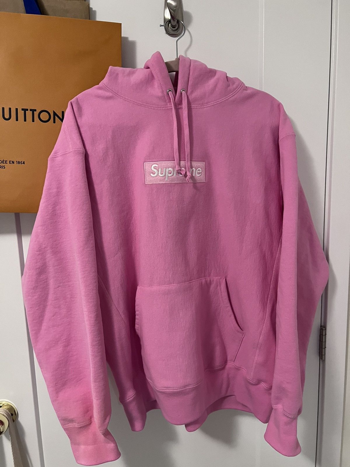 Supreme Supreme Pink Box Logo Hooded Sweatshirt Hoodie FW21 | Grailed