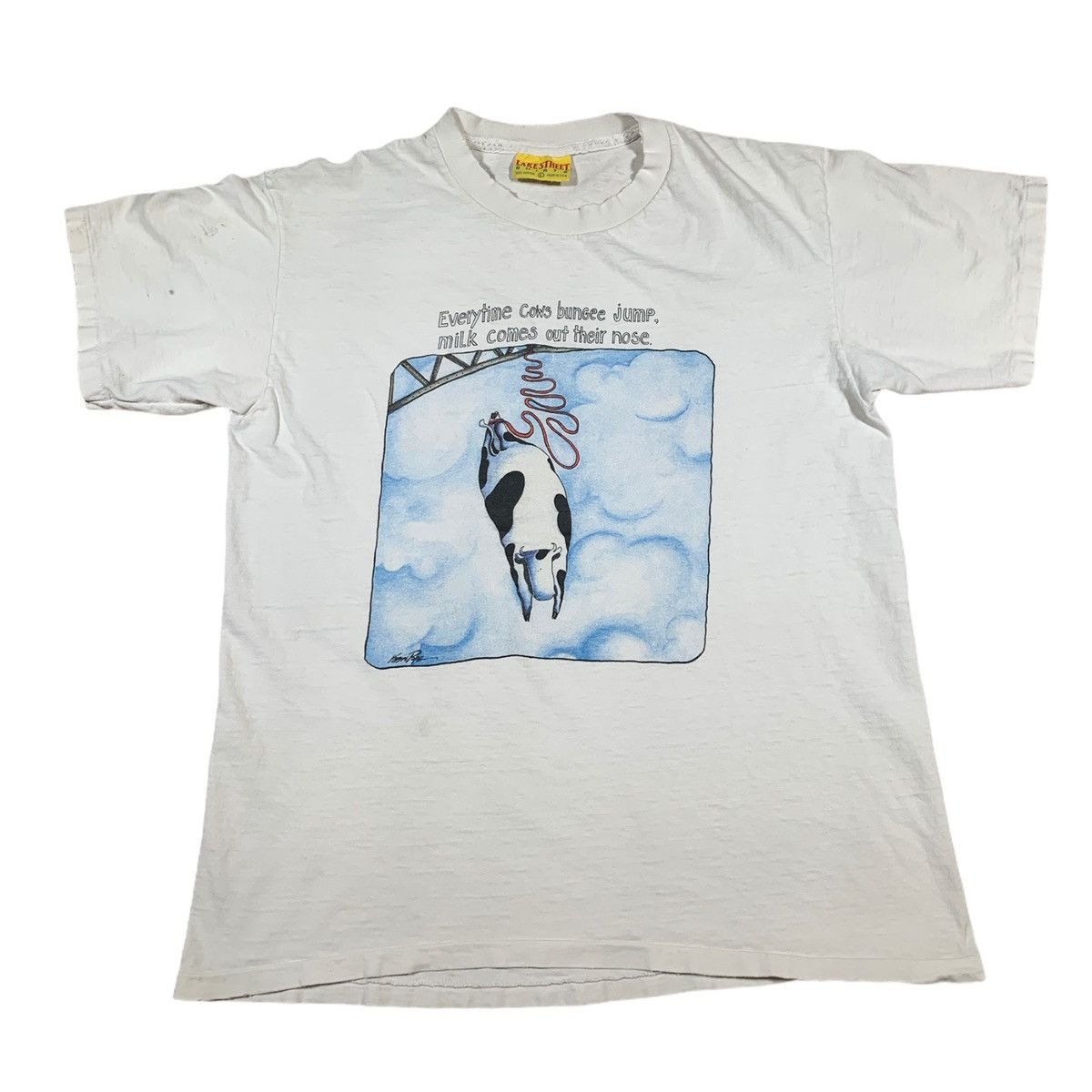 Cartoon Network × Vintage Far side Cartoon Bungee jumping cow milk ...