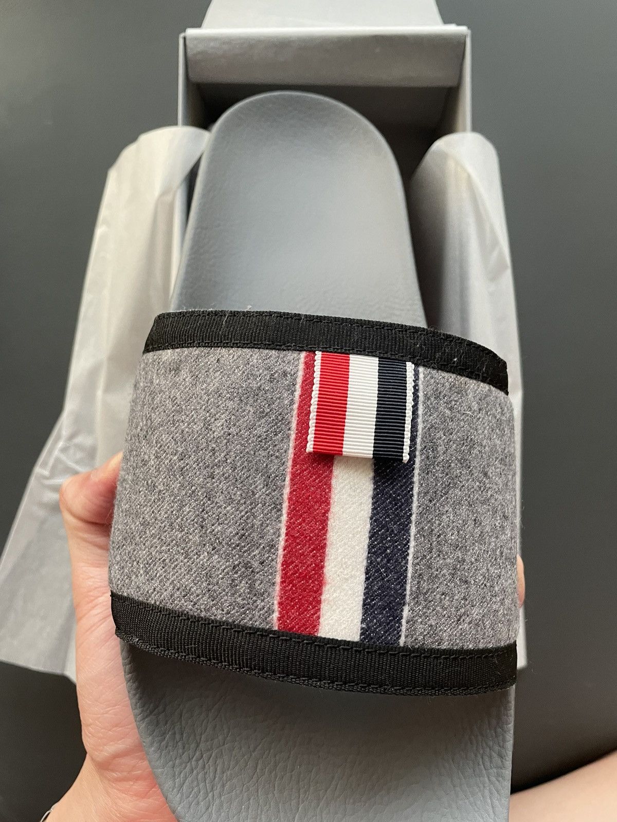 Thom Browne Rare Iconic Classic Brand New TB Logo Slides Sandal Slip-on ...