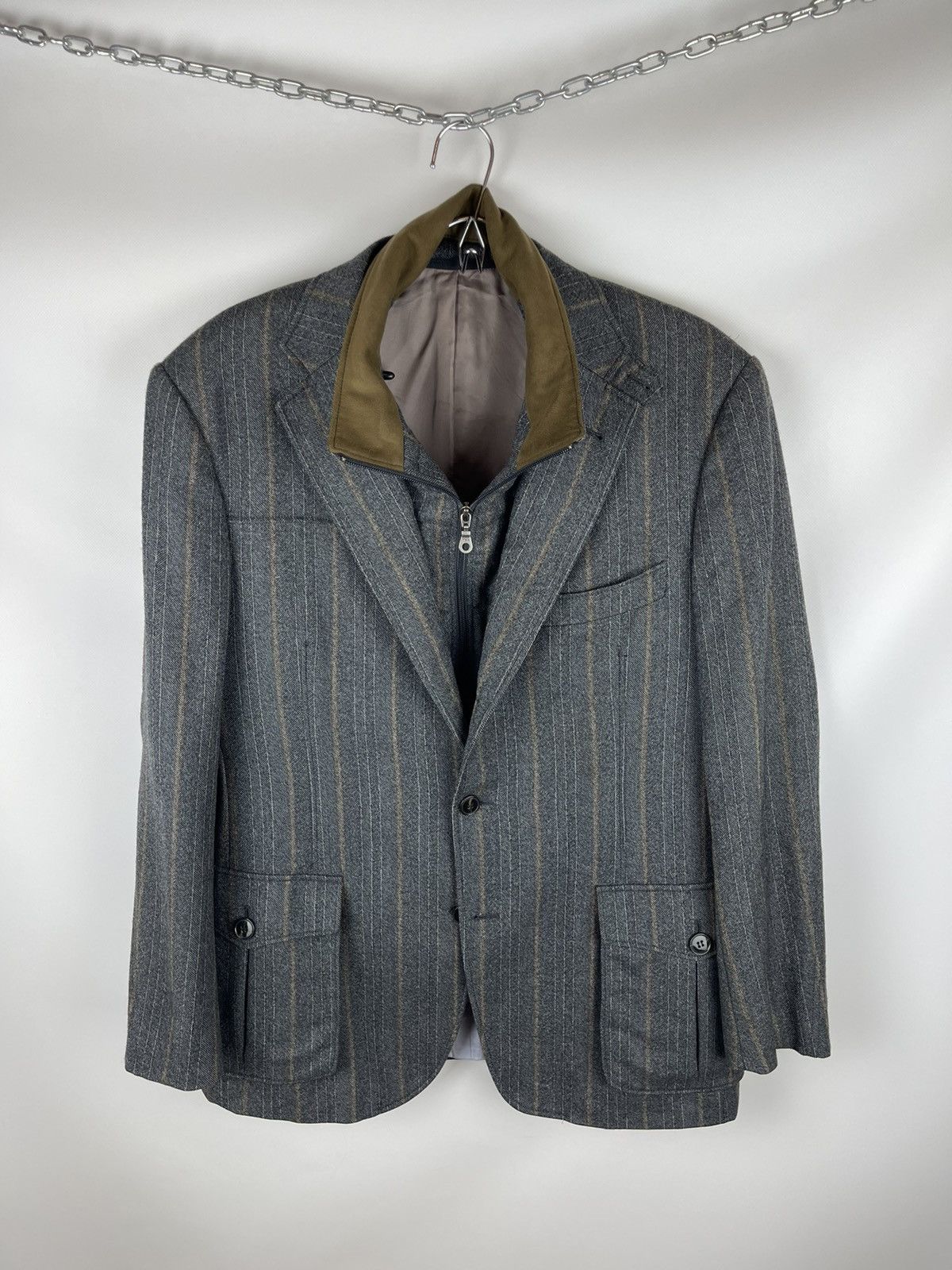 Suitsupply Suitsupply striped wool blazer jacket with zip lining | Grailed