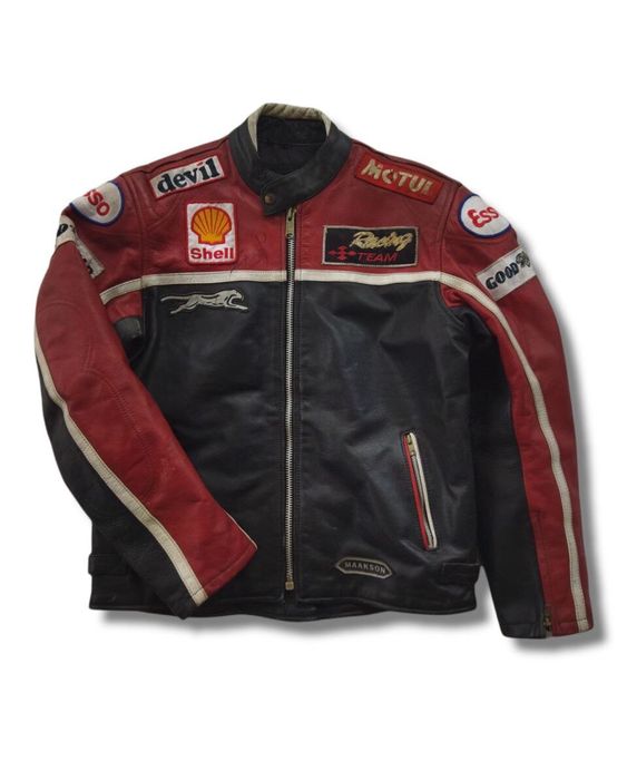 Vintage Vintage Racing Team Maakson Motorcycle Leather Jacket | Grailed