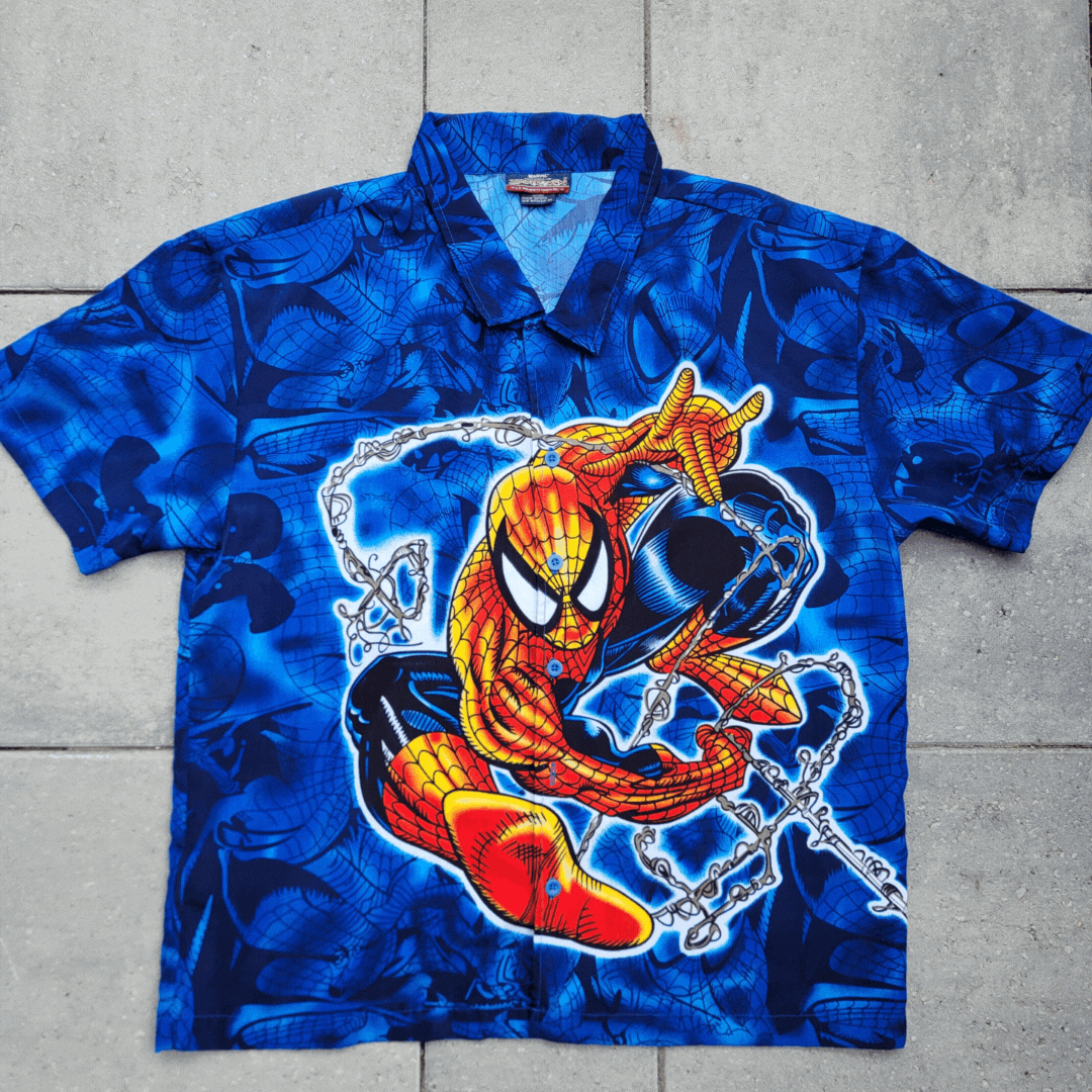 Marvel Comics Vintage Spider Man Button Up Shirt | Grailed