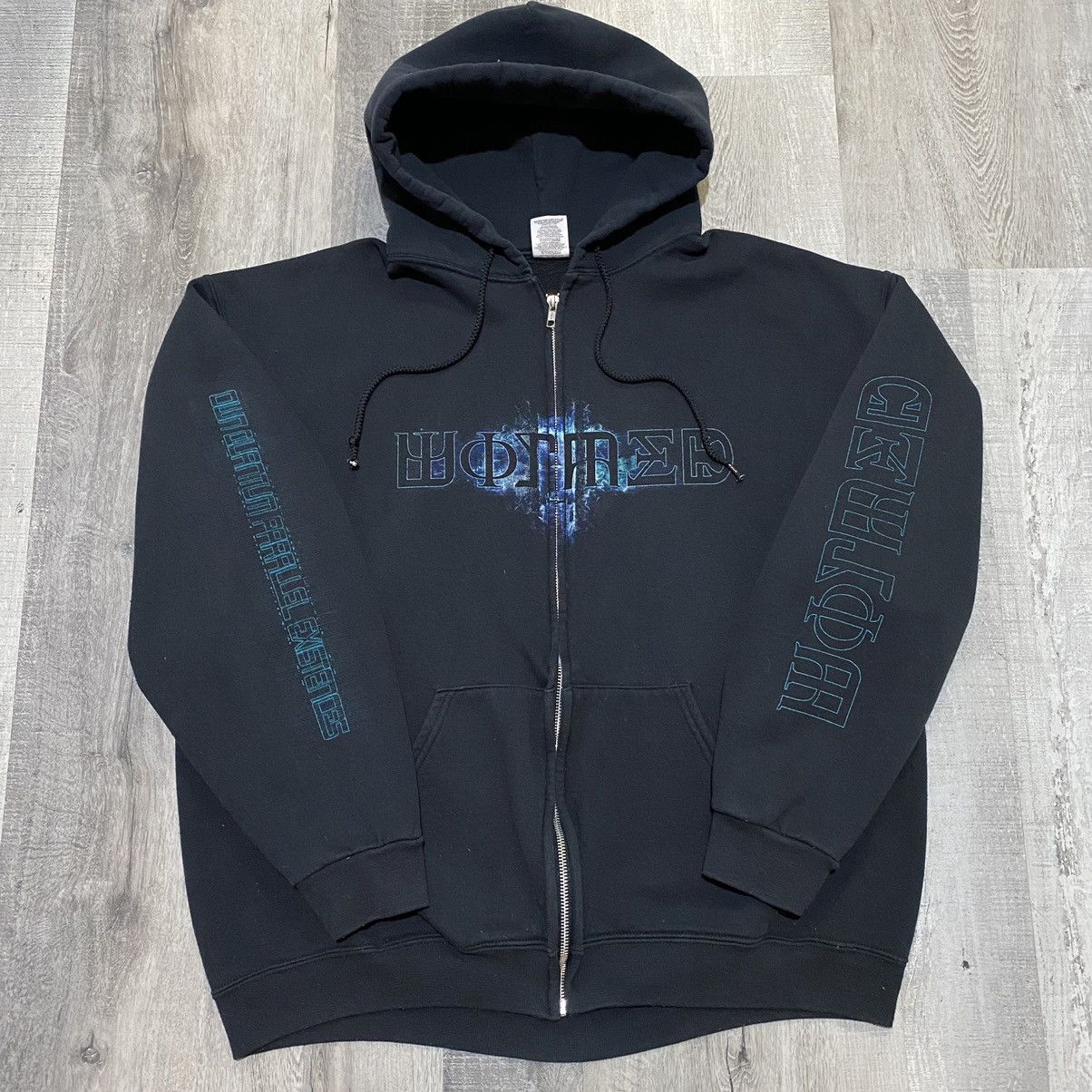 Jerzees Vintage Wormed Band Black Spanish Technical Metal Band Hoodi ...