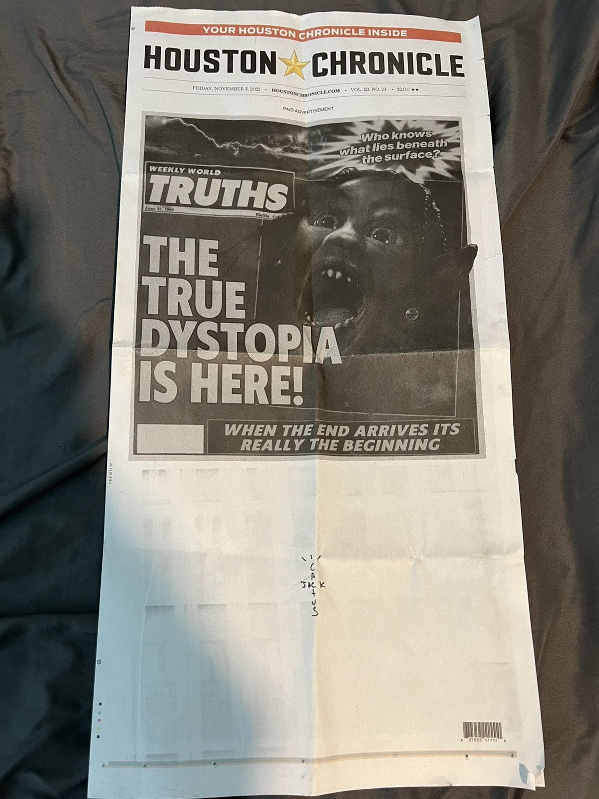 Travis Scott Travis Scott Astroworld festival 2021 newspaper | Grailed