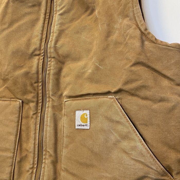 Vintage Carhartt V01 BRN Duck Work Canvas Vest Large | Grailed