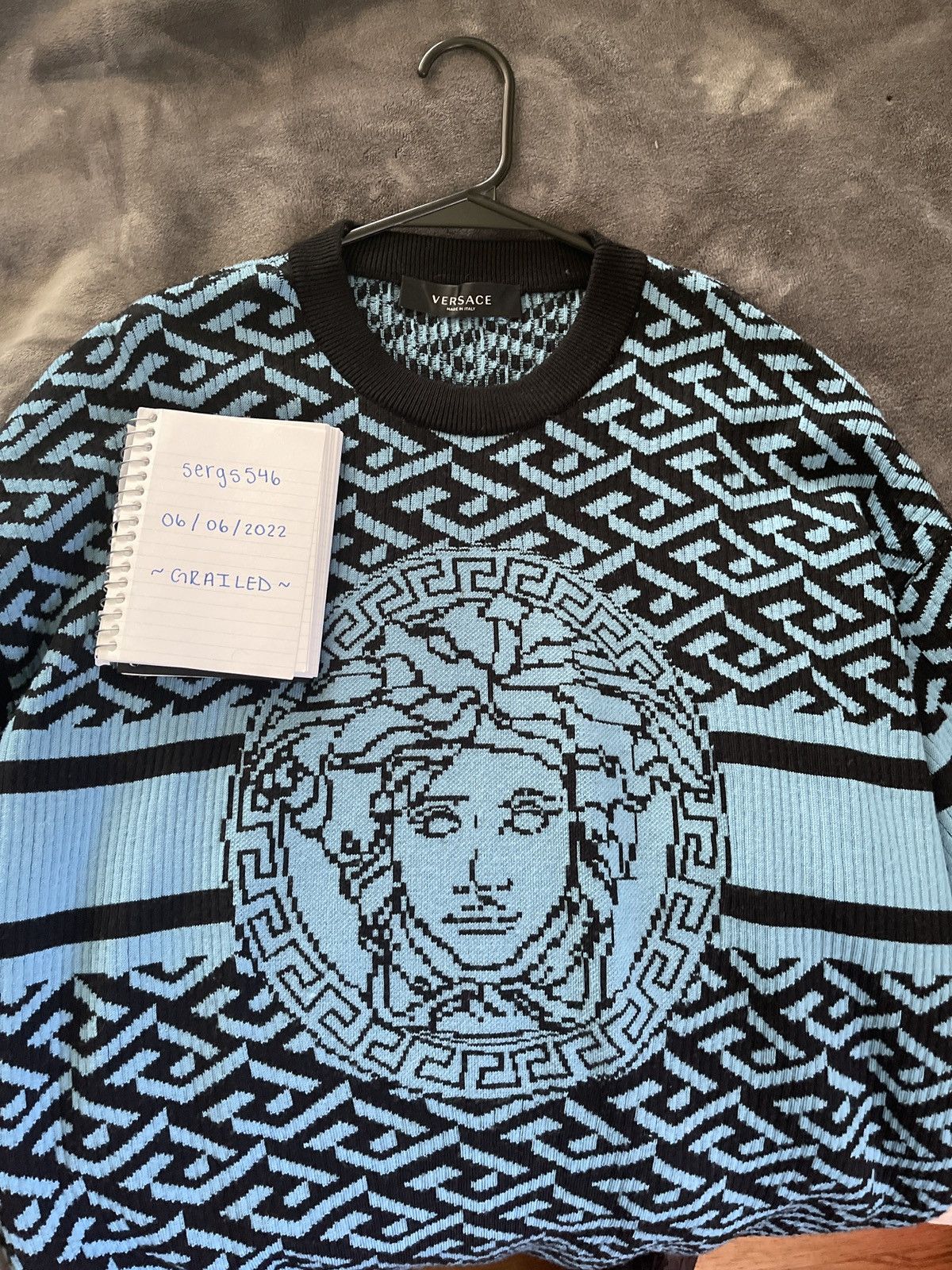 Versace Versace Greco Blue Sweater | Grailed