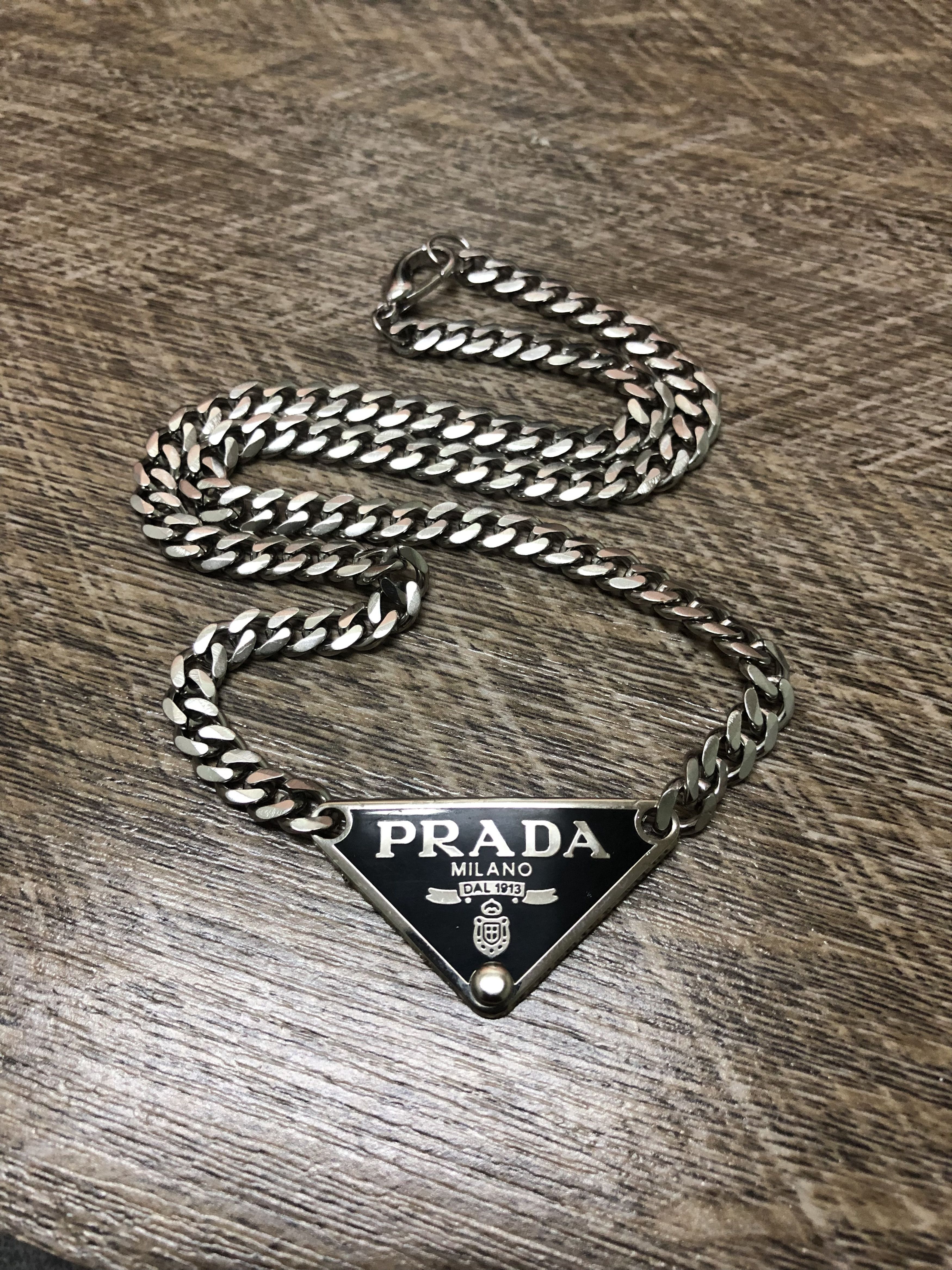 Prada Prada Milano triangle pendant on Necklace Chain | Grailed