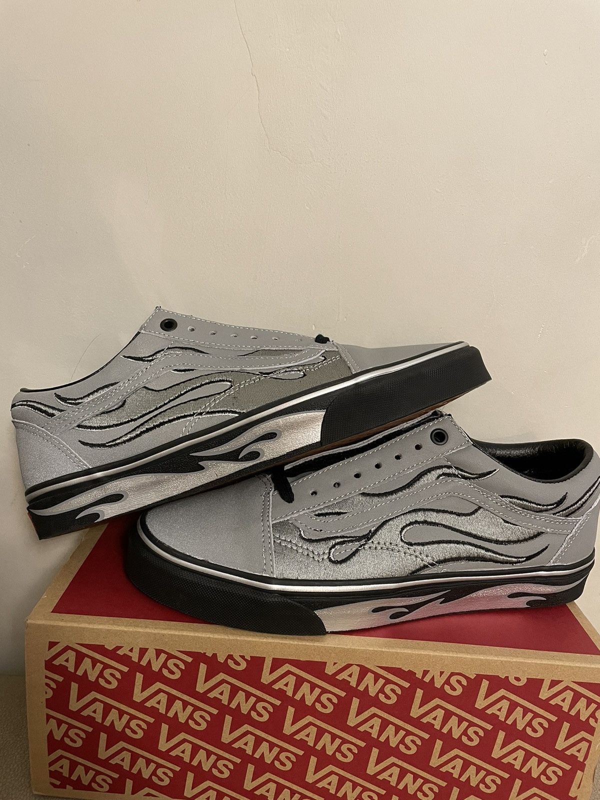 Vans Asap Worldwide Rocky Vans old skool grey fire flame 3m | Grailed