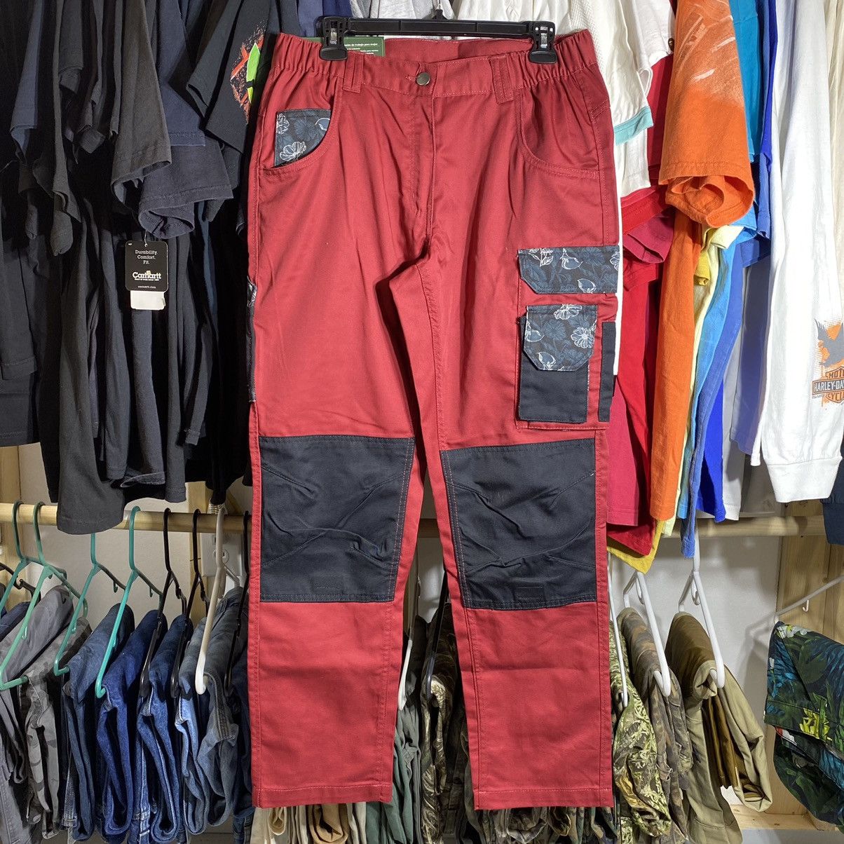 Streetwear Parkside Red and Black Cargo Pants | Grailed