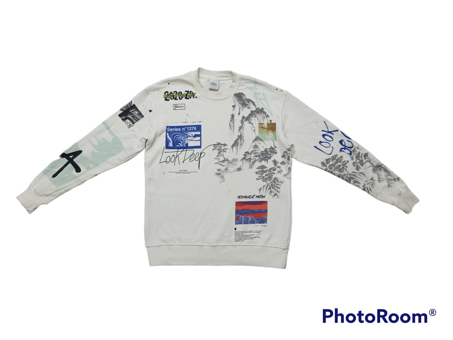 Zara Zara Graffiti Jumper Crewneck | Grailed