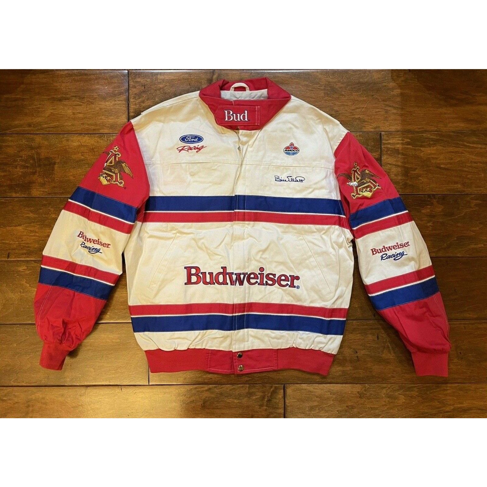 Ford Racing Vintage Bill Elliott 1 Budweiser Racing Jacket Mens Size ...