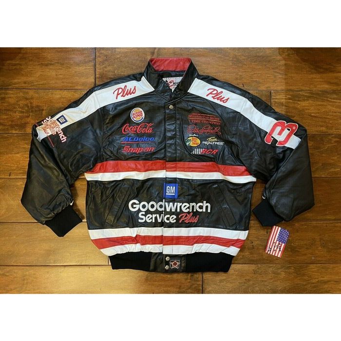 Vintage Dale Earnhardt #3 GM Goodwrench Black Leather Jacket Mens Size ...