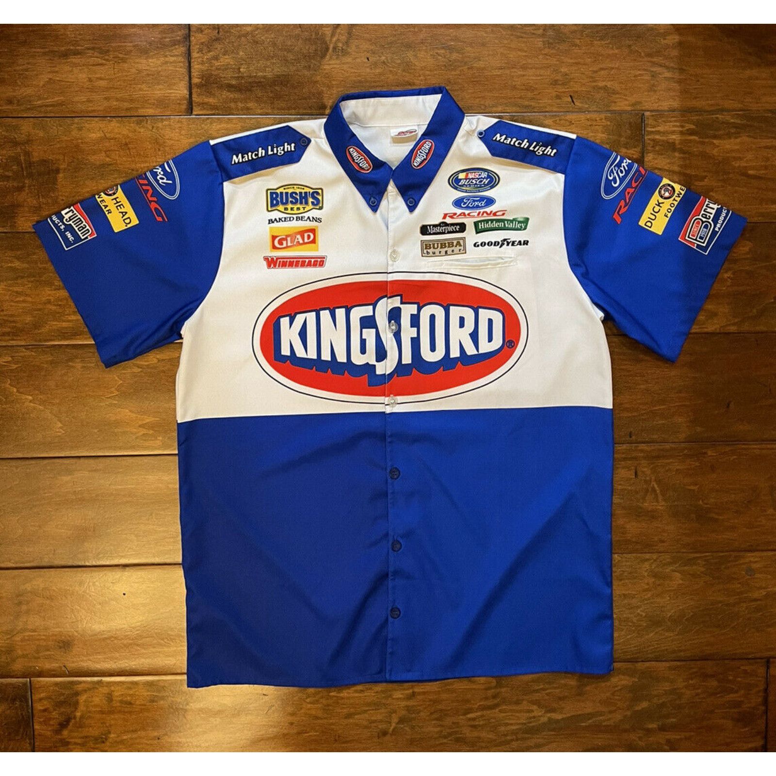 Vintage Stacy Compton #59 Kingsford Busch Series Crew Shirt Mens Size ...