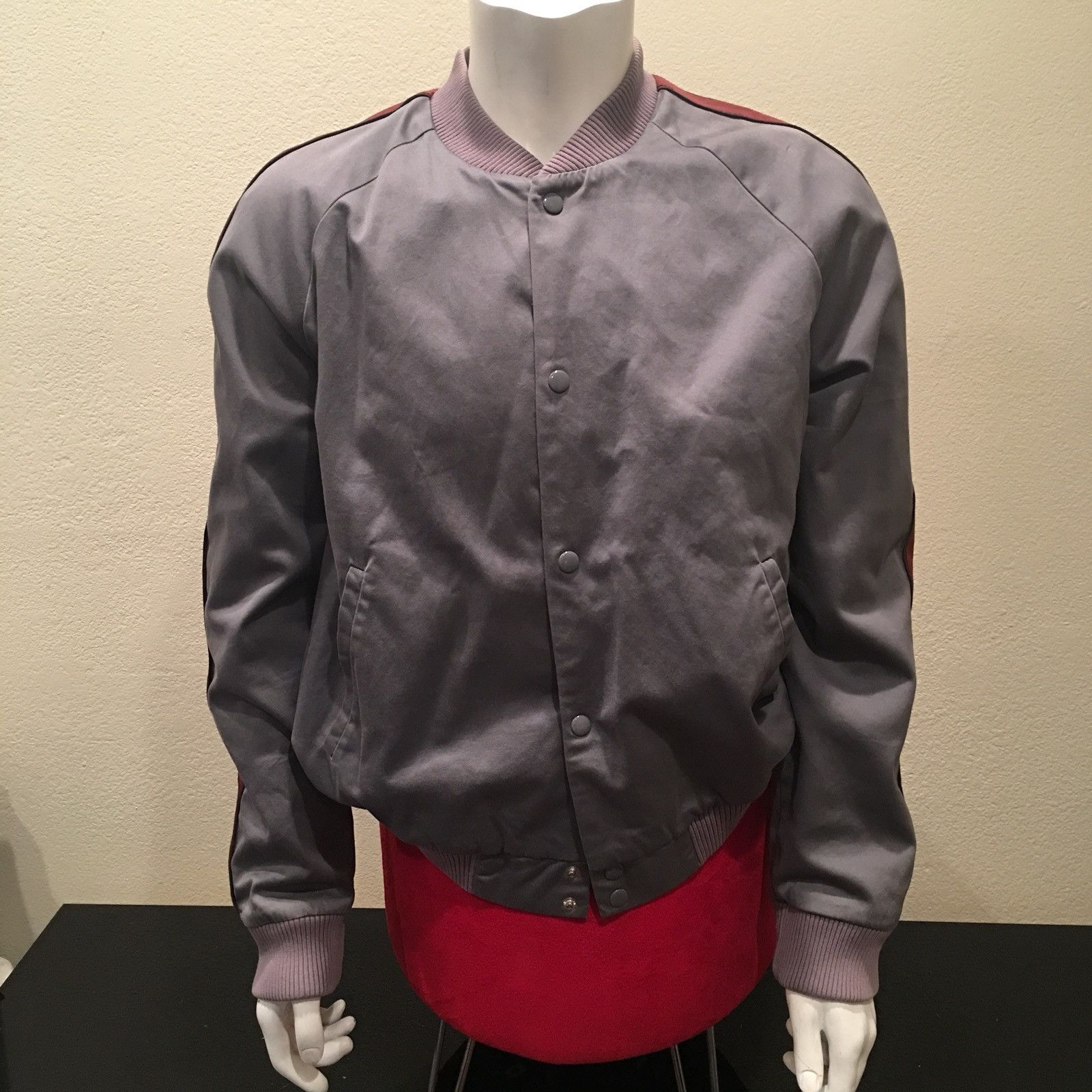 Marc Jacobs Marc Jacobs Grey Red Varsity/bomber Jacket | Grailed