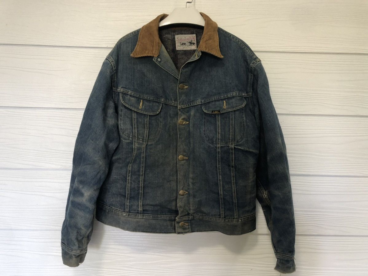 Denim Jacket × Lee × Vintage Lee Storm Rider rips faded double layer ...