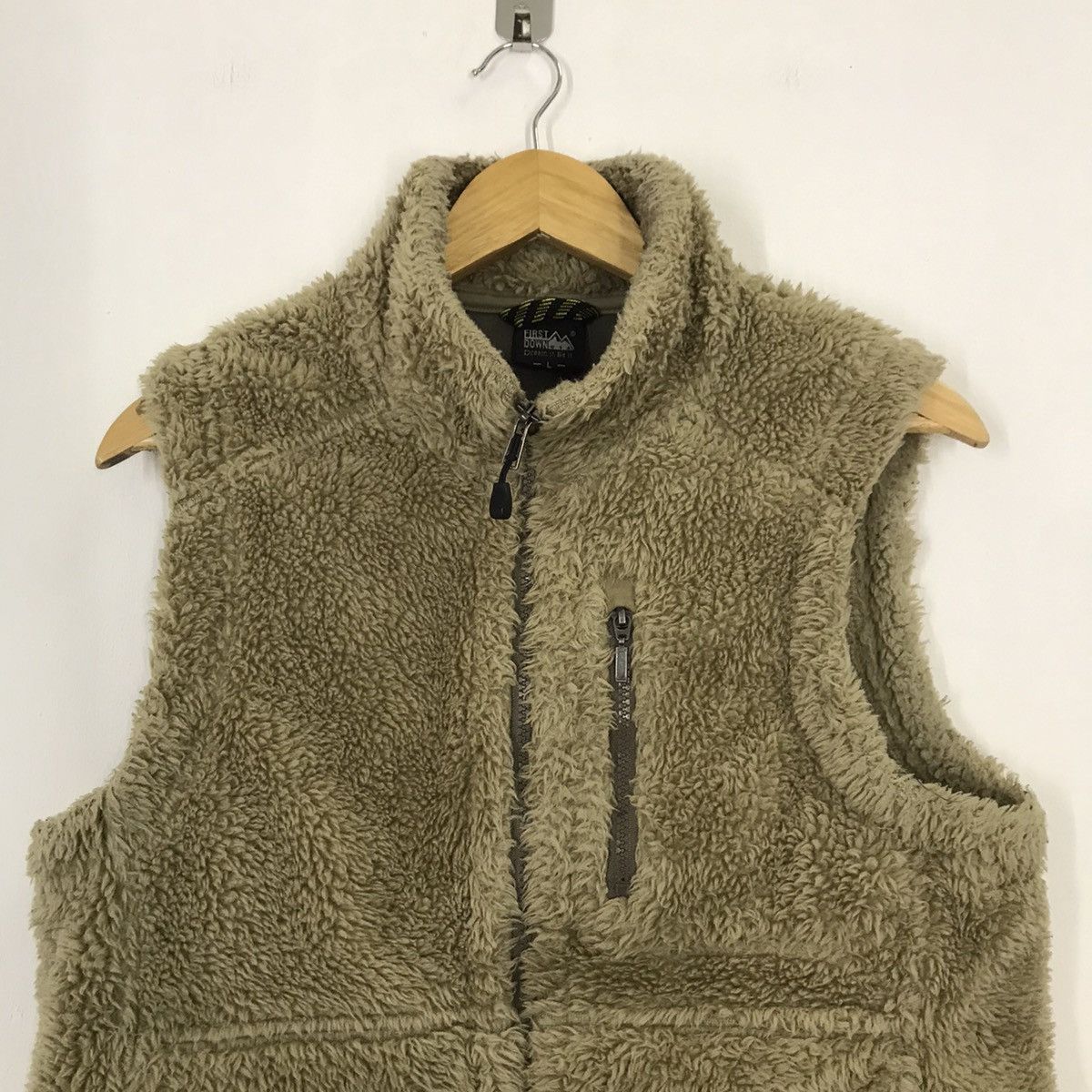 Vintage First Down Deep pile Sherpa khaki vests | Grailed