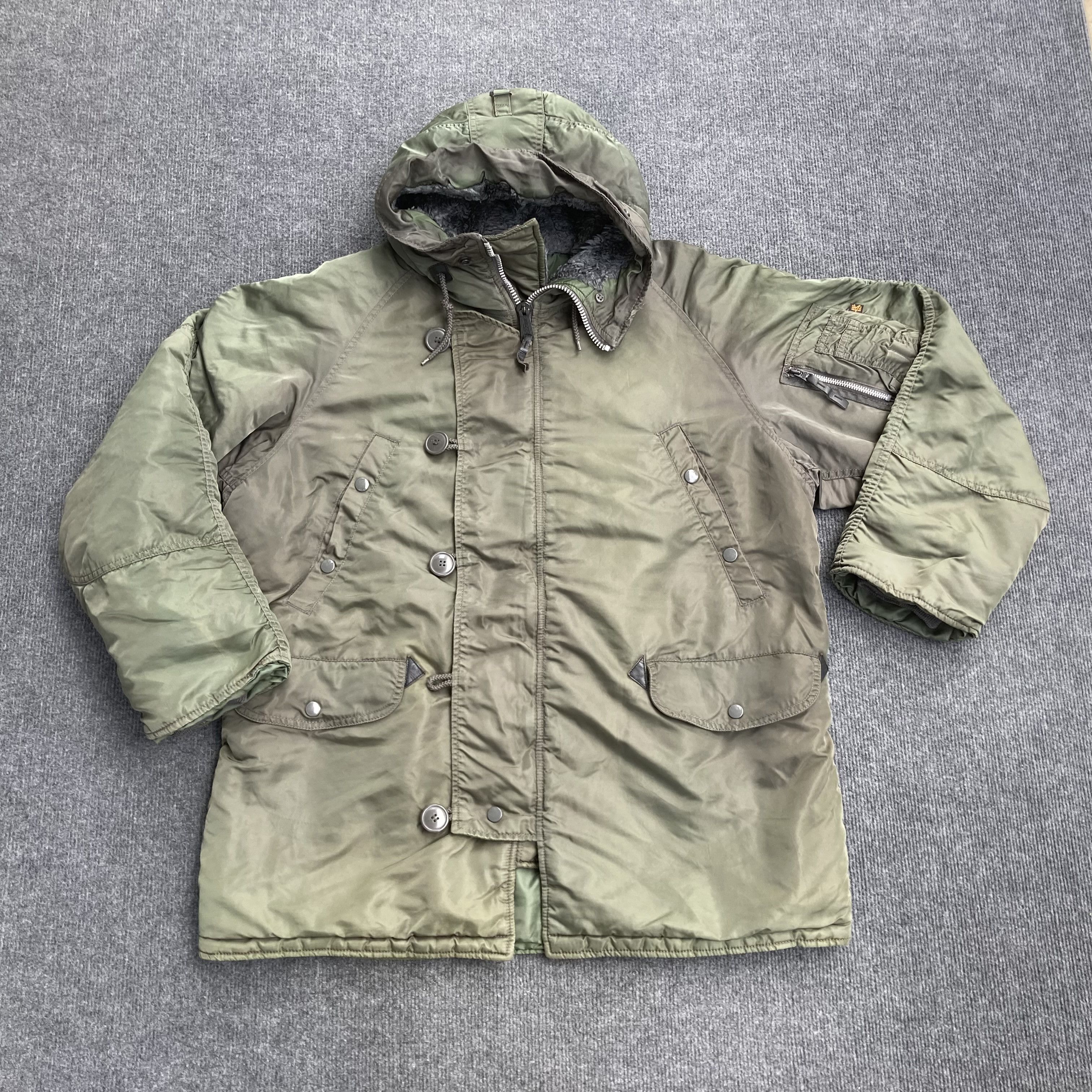 Alpha Industries × Vintage Alpha Industries Green Army Coat Parka Long ...
